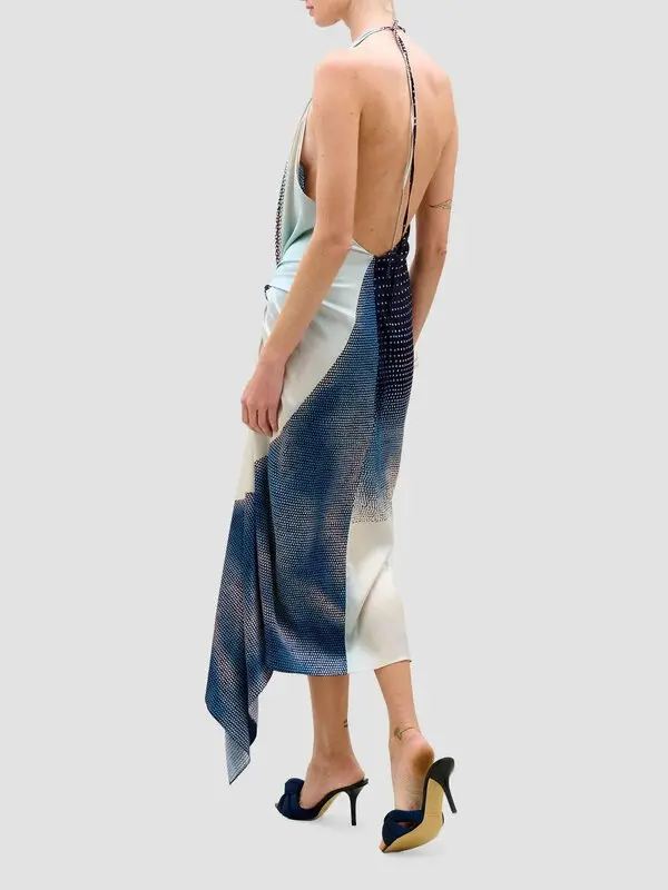 Silvia Tcherassi Abril Printed Silk Halter Midi Dress