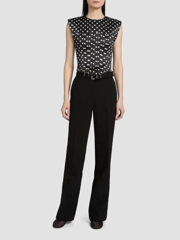 GANNI Polka Dot Double Satin Corset Top