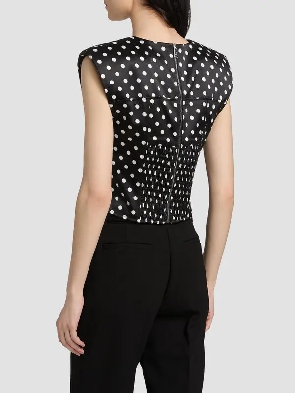 GANNI Polka Dot Double Satin Corset Top