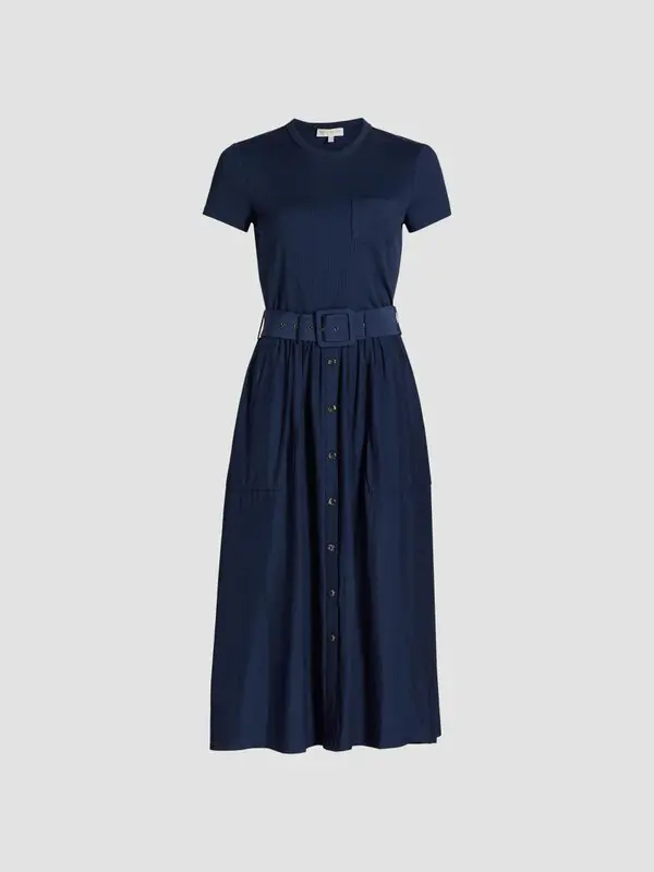 Ramy Brook Sylvie Belted Midi-dress - Spring Navy