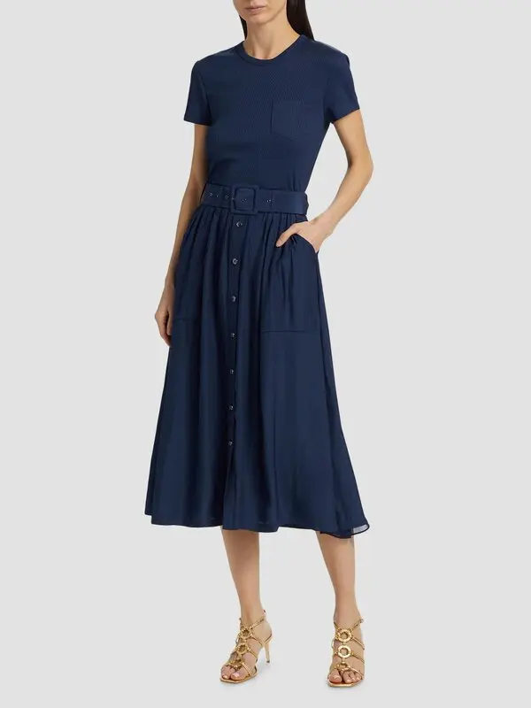 Ramy Brook Sylvie Belted Midi-dress - Spring Navy