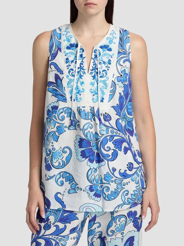 Johnny Was Linen Printed Tank Tunic
