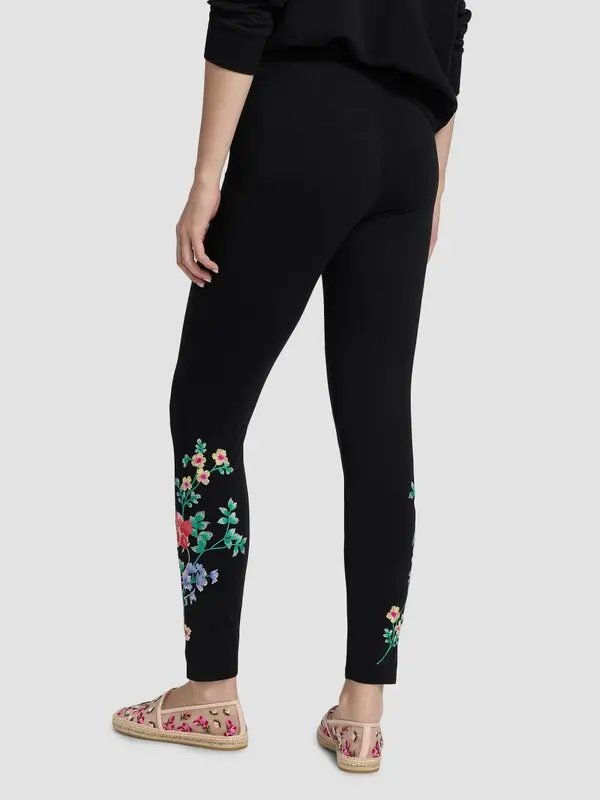 Johnny Was Celiora Embroidered Cotton-blend Leggings