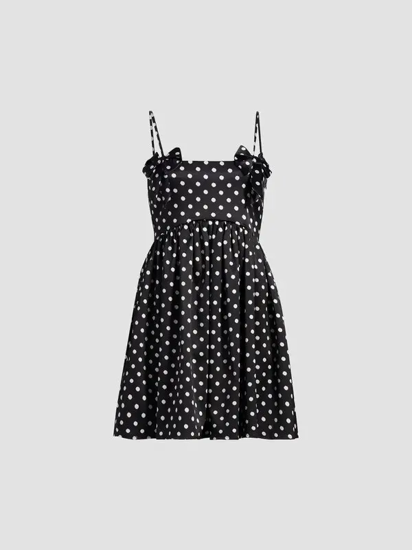 GANNI Printed Double Satin Fit & Flare Minidress - Black