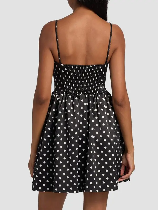 GANNI Printed Double Satin Fit & Flare Minidress