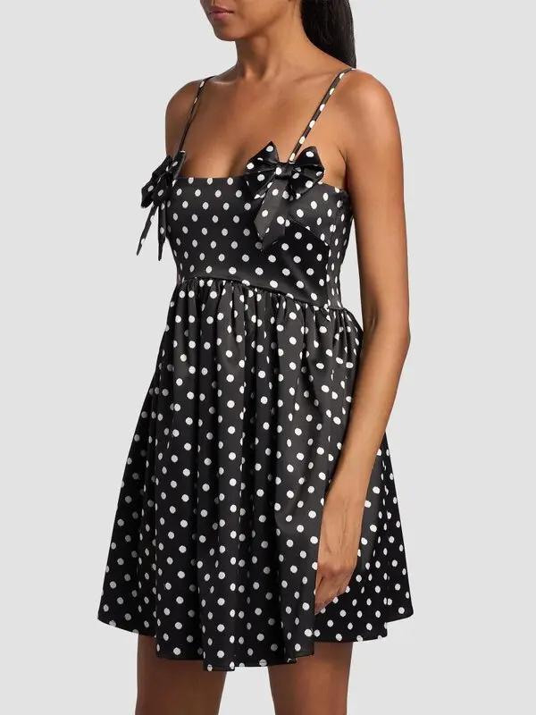 GANNI Printed Double Satin Fit & Flare Minidress