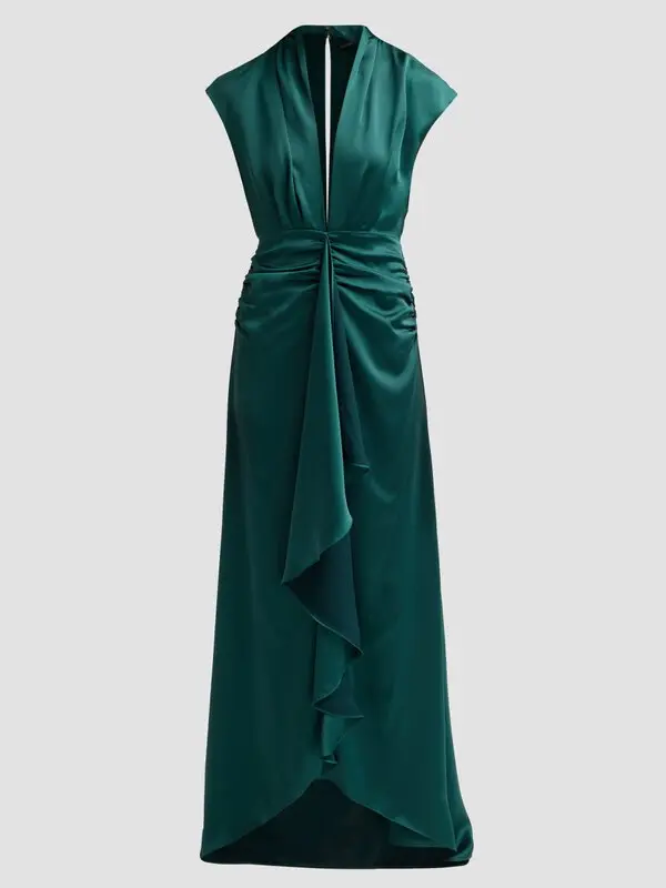 Ramy Brook Catrin Waterfall Hi-low Gown - Deep Emerald