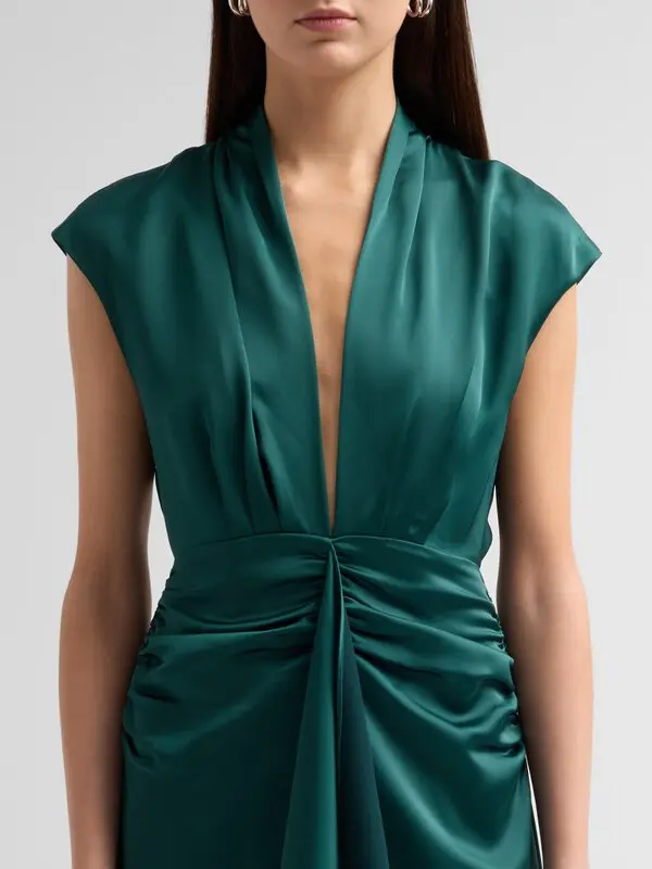 Ramy Brook Catrin Waterfall Hi-low Gown - Deep Emerald
