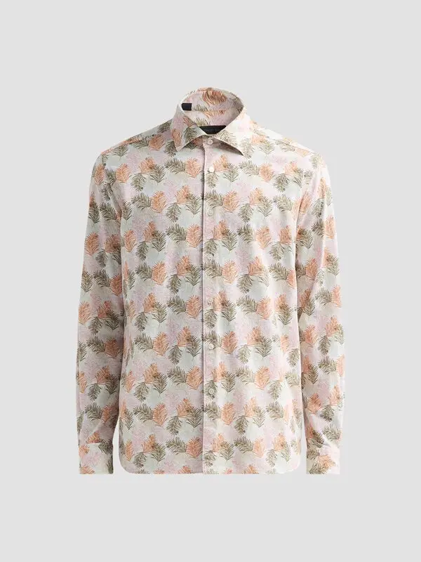 SAKS FIFTH AVENUE Collection Palm Cotton Shirt - Orange