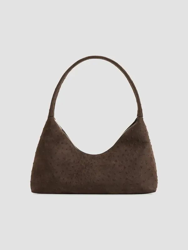 MANSUR GAVRIEL Candy Ostrich-embossed Suede Baguette Bag