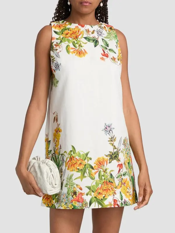 Hemant & Nandita Floral Linen-cotton Shift Minidress
