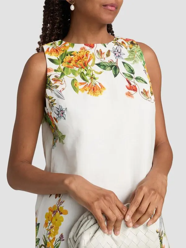 Hemant & Nandita Floral Linen-cotton Shift Minidress