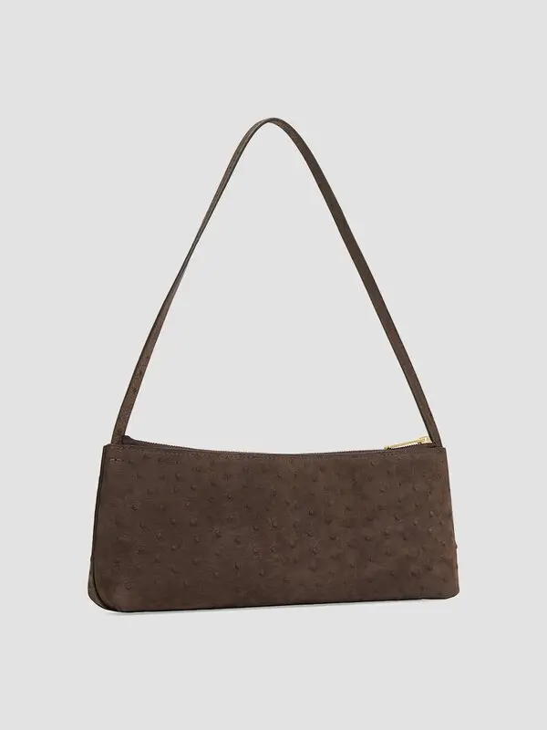 MANSUR GAVRIEL Gaia Ostrich-embossed Leather Baguette Bag - Ebony