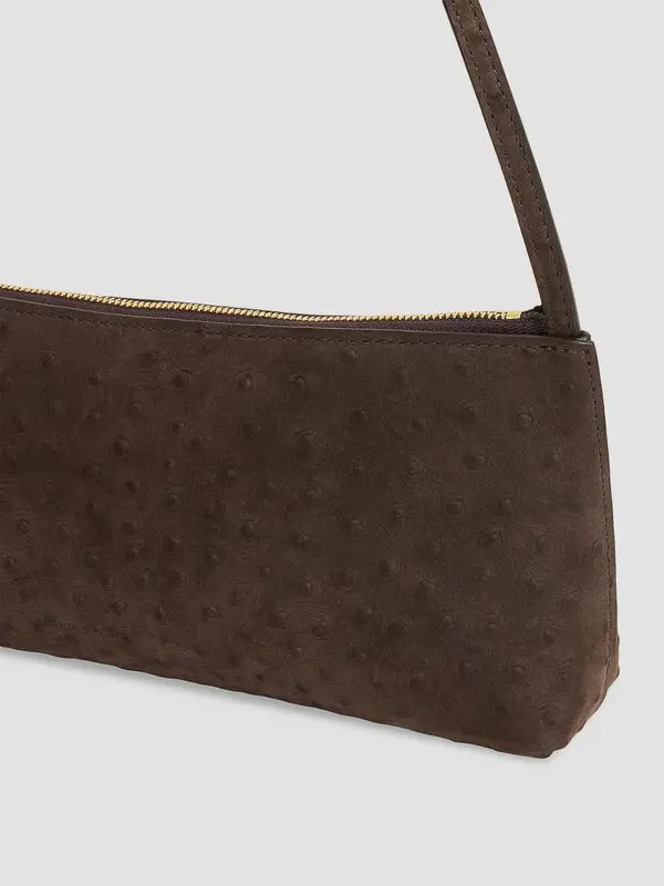 MANSUR GAVRIEL Gaia Ostrich-embossed Leather Baguette Bag - Ebony