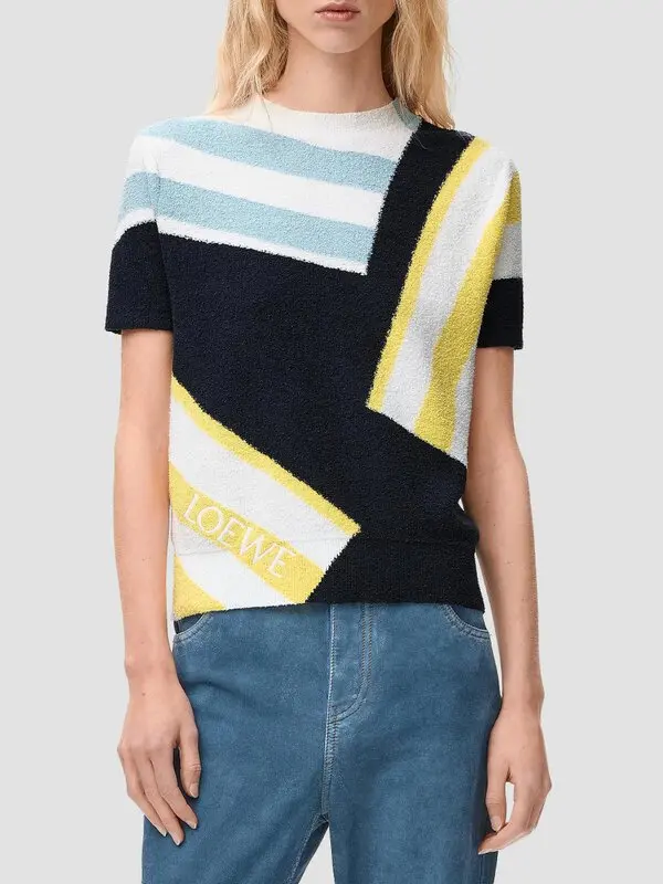 Loewe Colorblock Striped Short-sleeve Sweater