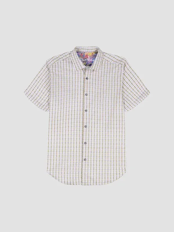 Robert Graham Abbotswell Geometric Stretch-cotton Short-sleeve Shirt