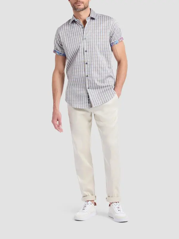 Robert Graham Abbotswell Geometric Stretch-cotton Short-sleeve Shirt