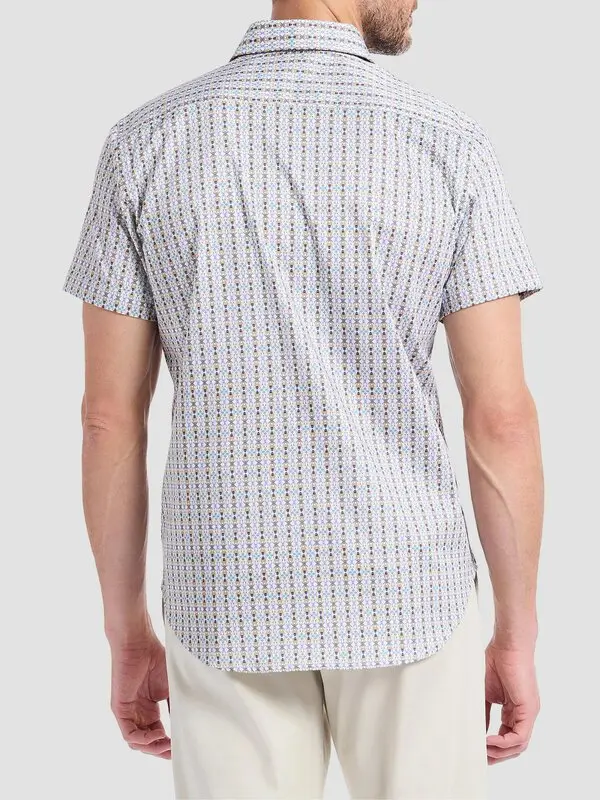 Robert Graham Abbotswell Geometric Stretch-cotton Short-sleeve Shirt