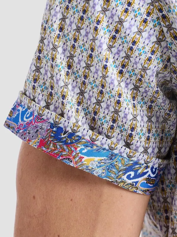 Robert Graham Abbotswell Geometric Stretch-cotton Short-sleeve Shirt
