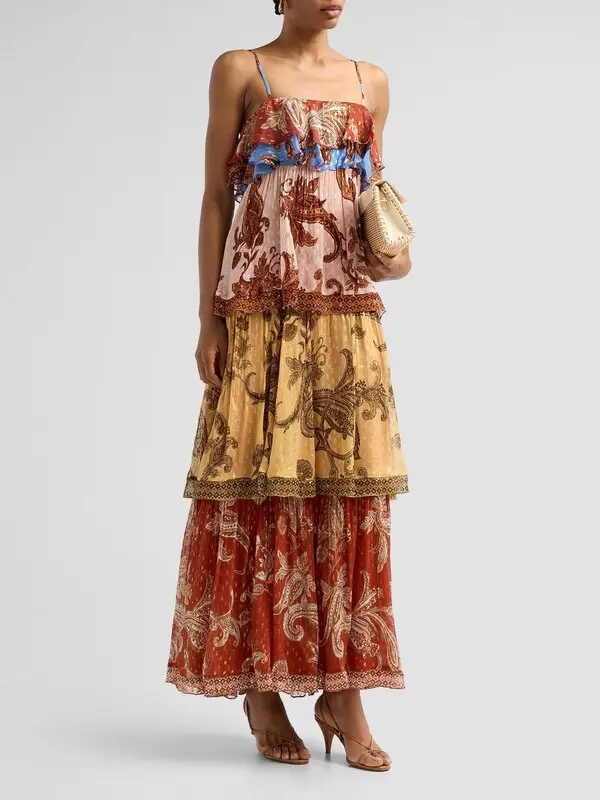 Hemant & Nandita Printed Tiered Maxi Dress