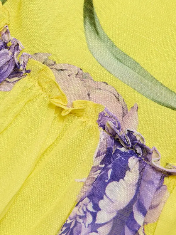 Hemant & Nandita Floral Pintuck Maxi Skirt - Yellow