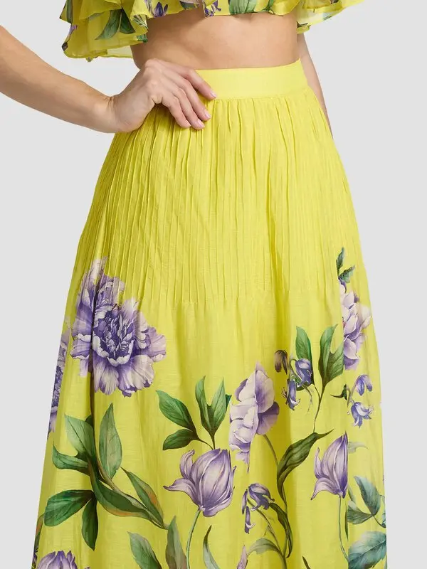 Hemant & Nandita Floral Pintuck Maxi Skirt - Yellow