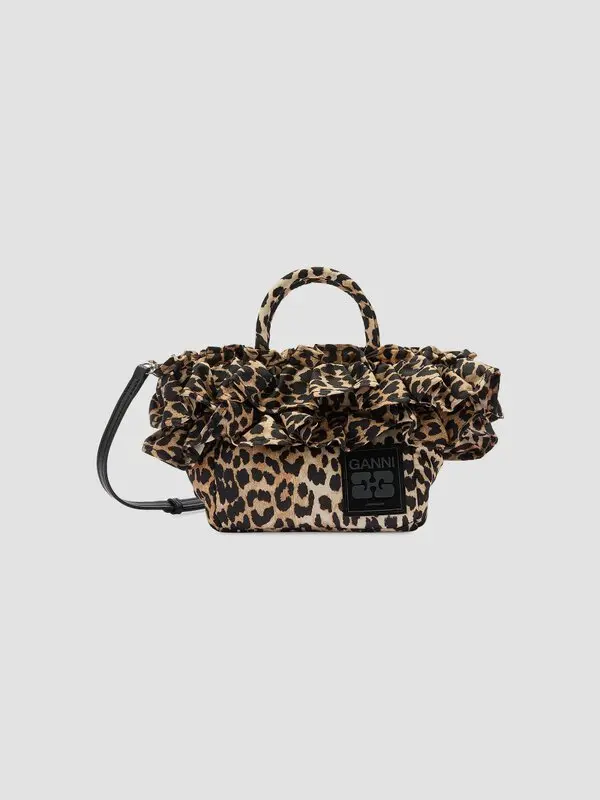 GANNI Mini Shopper Ruffled Top Handle Bag