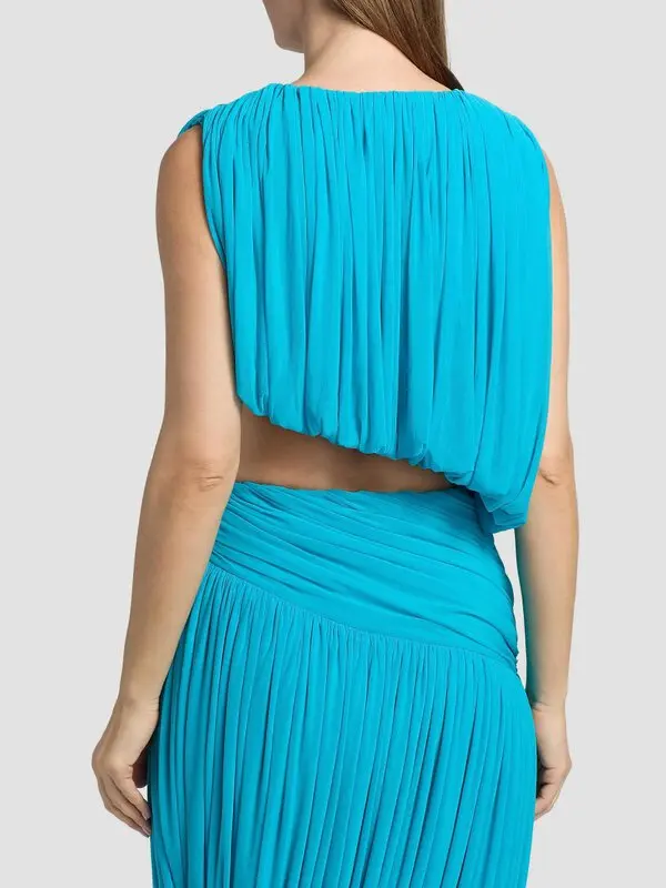 Ronny Kobo Chelly Ruched Crop Top - Turquoise
