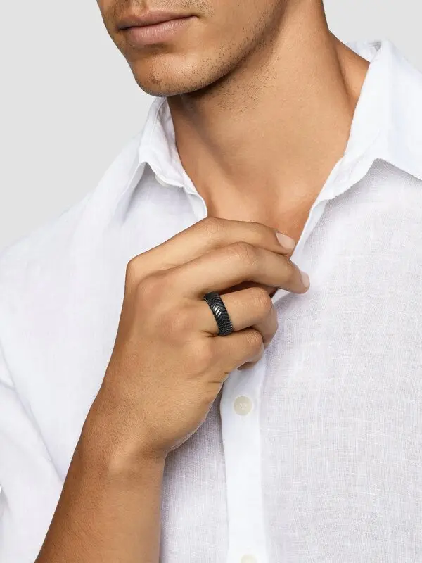 David Yurman Chevron Band Ring In Titanium, 8mm