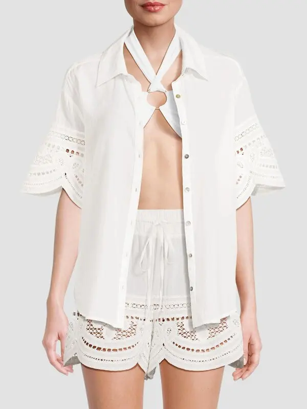 Ramy Brook Shamaya Eyelet-trimmed Swim Cover-up Top