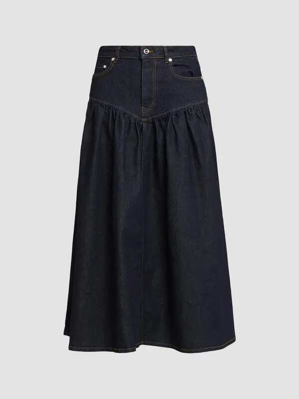 GANNI Stretch Denim Maxi Skirt