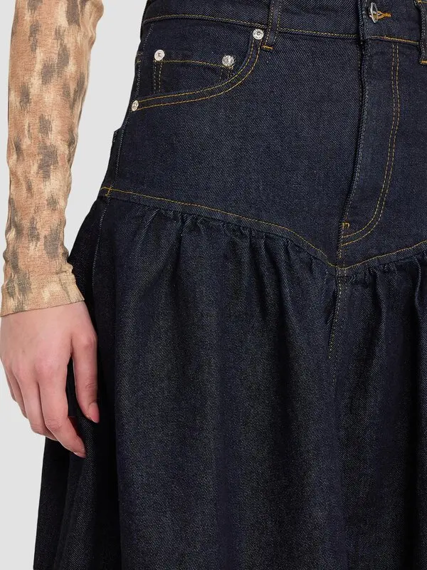 GANNI Stretch Denim Maxi Skirt