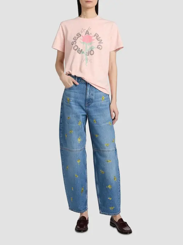 GANNI Jersey Logo Oversized T-shirt - Peach