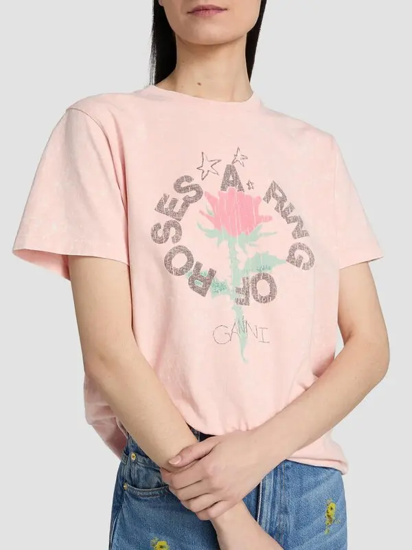 GANNI Jersey Logo Oversized T-shirt - Peach