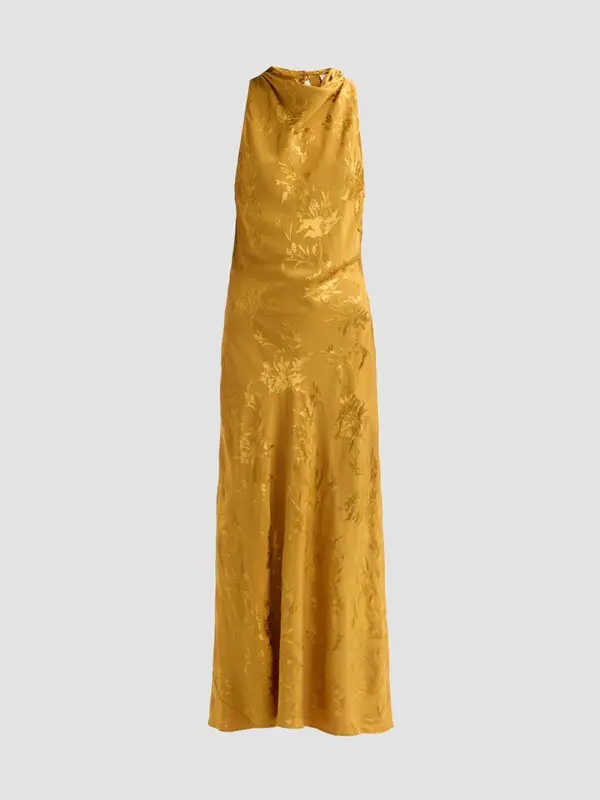 Hemant & Nandita Floral Jacqaurd Cowl Midi Dress