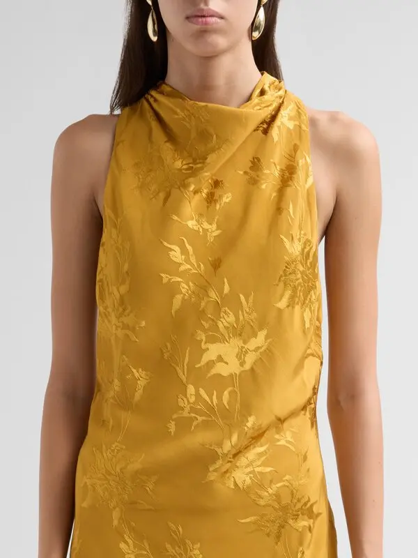 Hemant & Nandita Floral Jacqaurd Cowl Midi Dress
