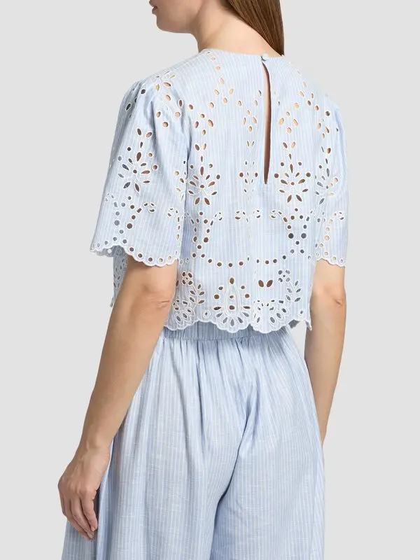 Hemant & Nandita Eyelet Cotton-blend Top