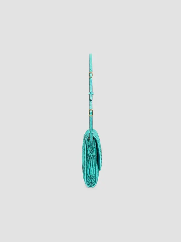 Valentino Garavani Devain Small Shoulder Bag In Jacquard Cloqué Lurex Fabric