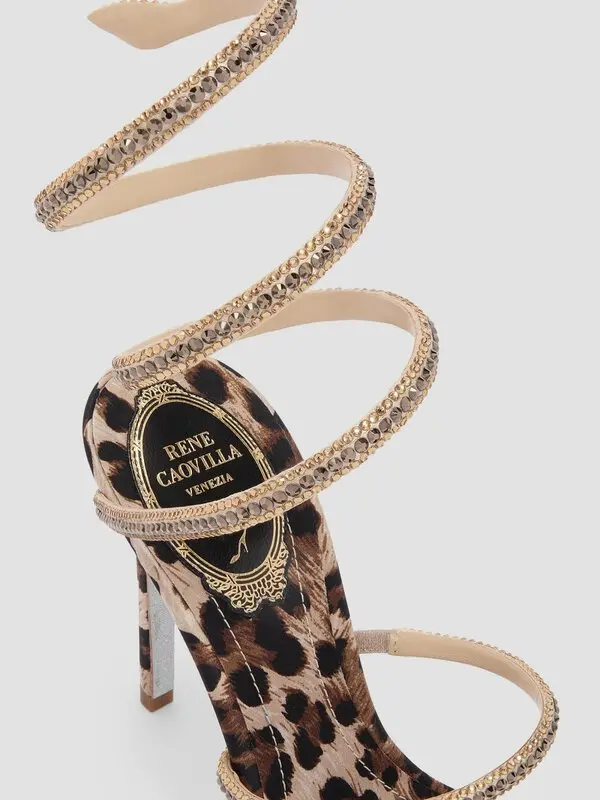 Rene Caovilla Cleo Animalier 105mm Satin Sandals