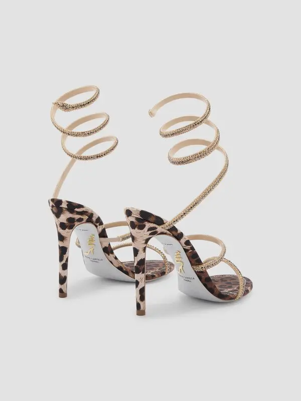 Rene Caovilla Cleo Animalier 105mm Satin Sandals