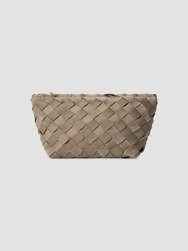 NAGHEDI Gigi Large Striped Suede Clutch Bag - Bluff
