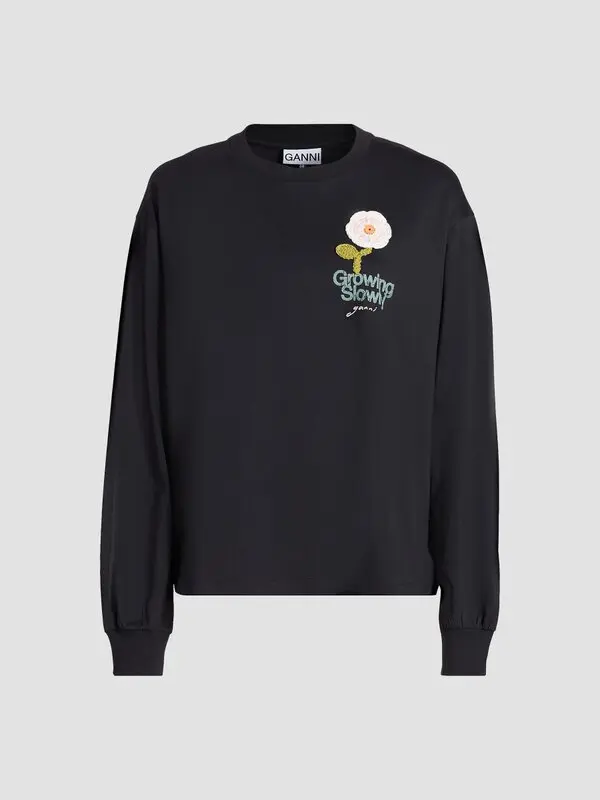GANNI Embellished Cotton-jersey Crewneck Sweatshirt