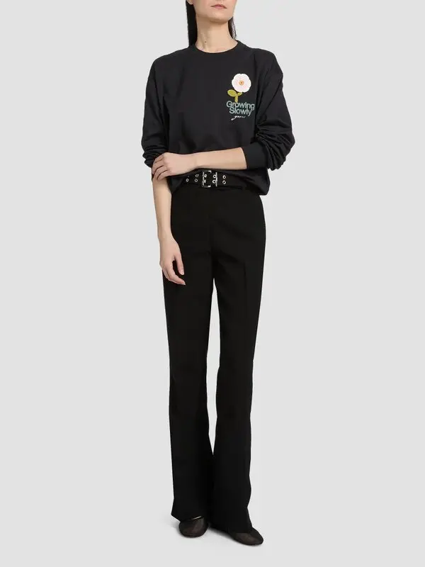 GANNI Embellished Cotton-jersey Crewneck Sweatshirt