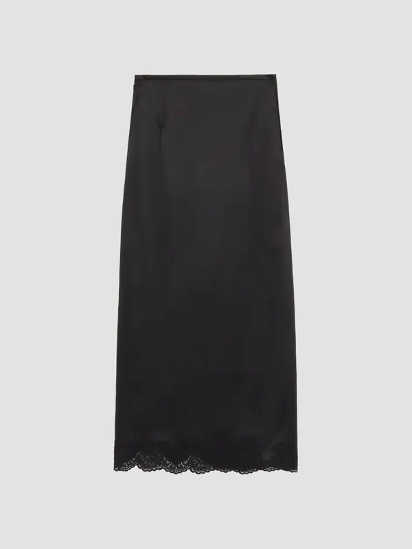 Valentino Garavani Long Skirt In Crepe Satin With Lace