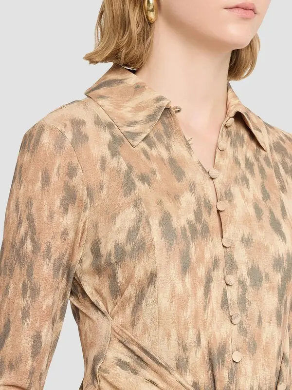 GANNI Printed Marl Mesh Mini Shirtdress