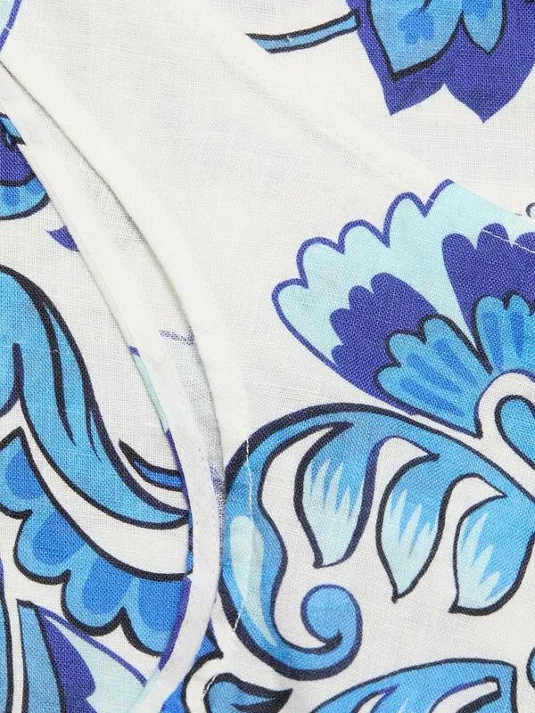 Johnny Was Botanical Linen Bias-cut Midi-dress