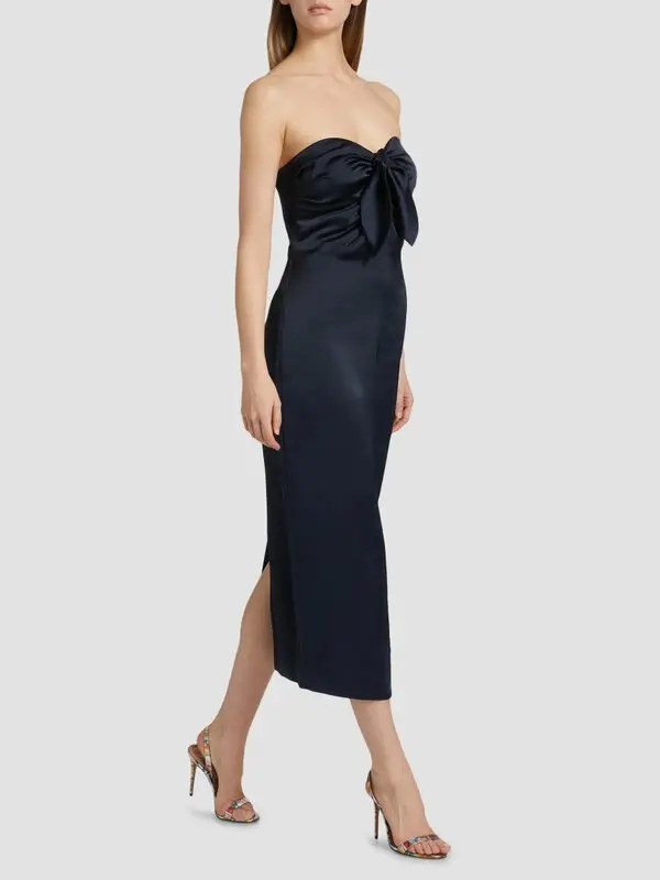 Ramy Brook Orion Knotted Satin Midi-dress - Navy