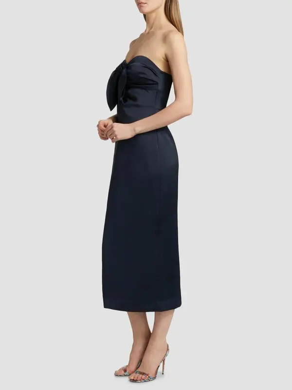 Ramy Brook Orion Knotted Satin Midi-dress - Navy