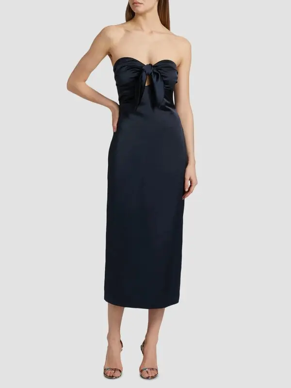 Ramy Brook Orion Knotted Satin Midi-dress - Navy