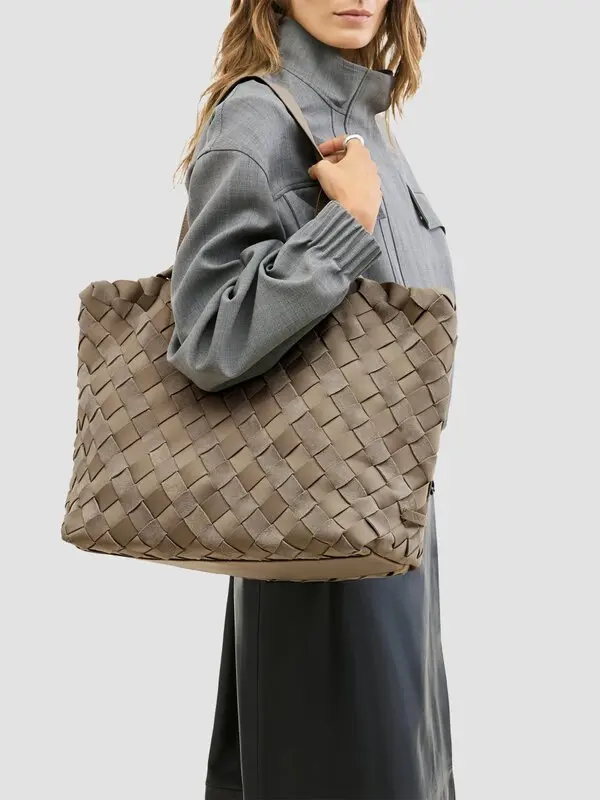 NAGHEDI Como Medium Striped Suede Tote Bag - Bluff